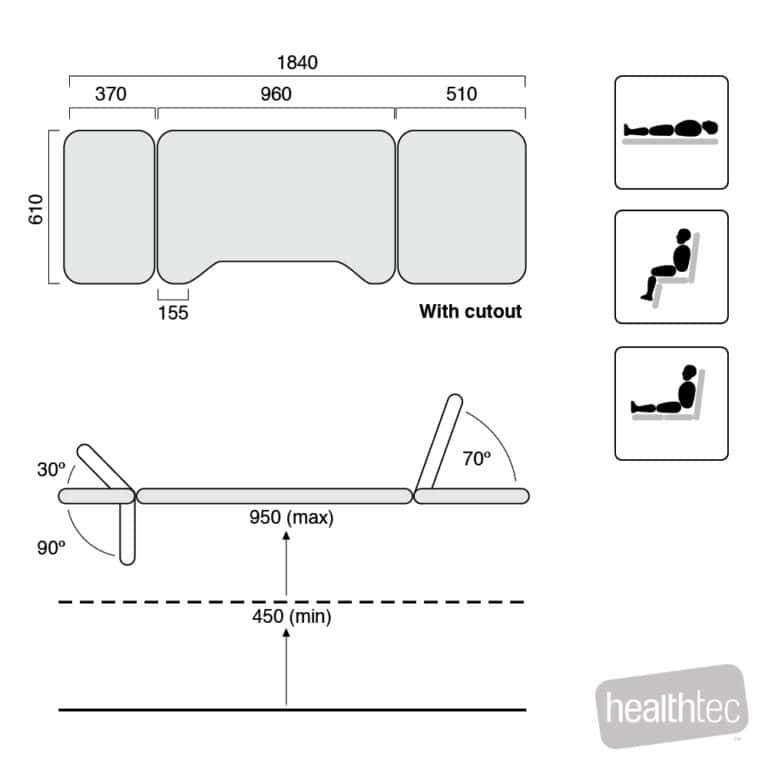 SC Treatment Table – Three Section • Healthtec